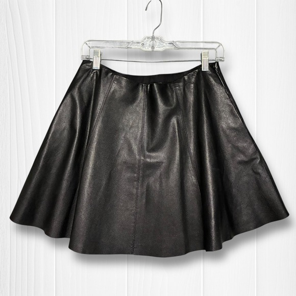 Theory | Skirts | Theory Merlock Lamb Leather Flared Mini Skirt Side ...